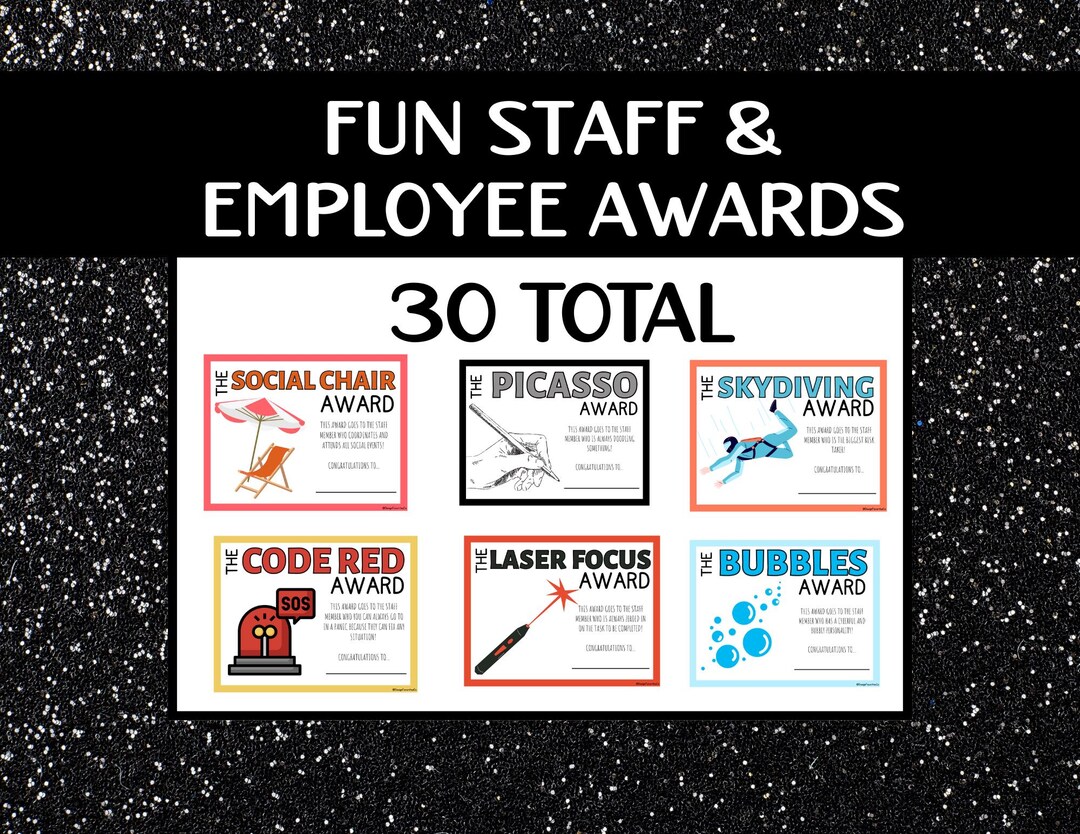 Fun Staff Award Certificates, 30 Designs (digital Download) - Etsy