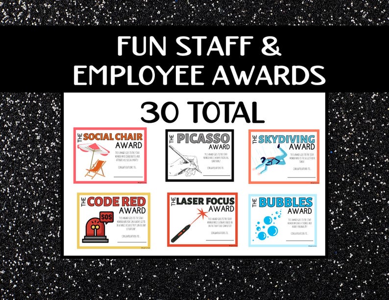 Fun Staff Award Certificates, 30 Designs (digital Download) - Etsy