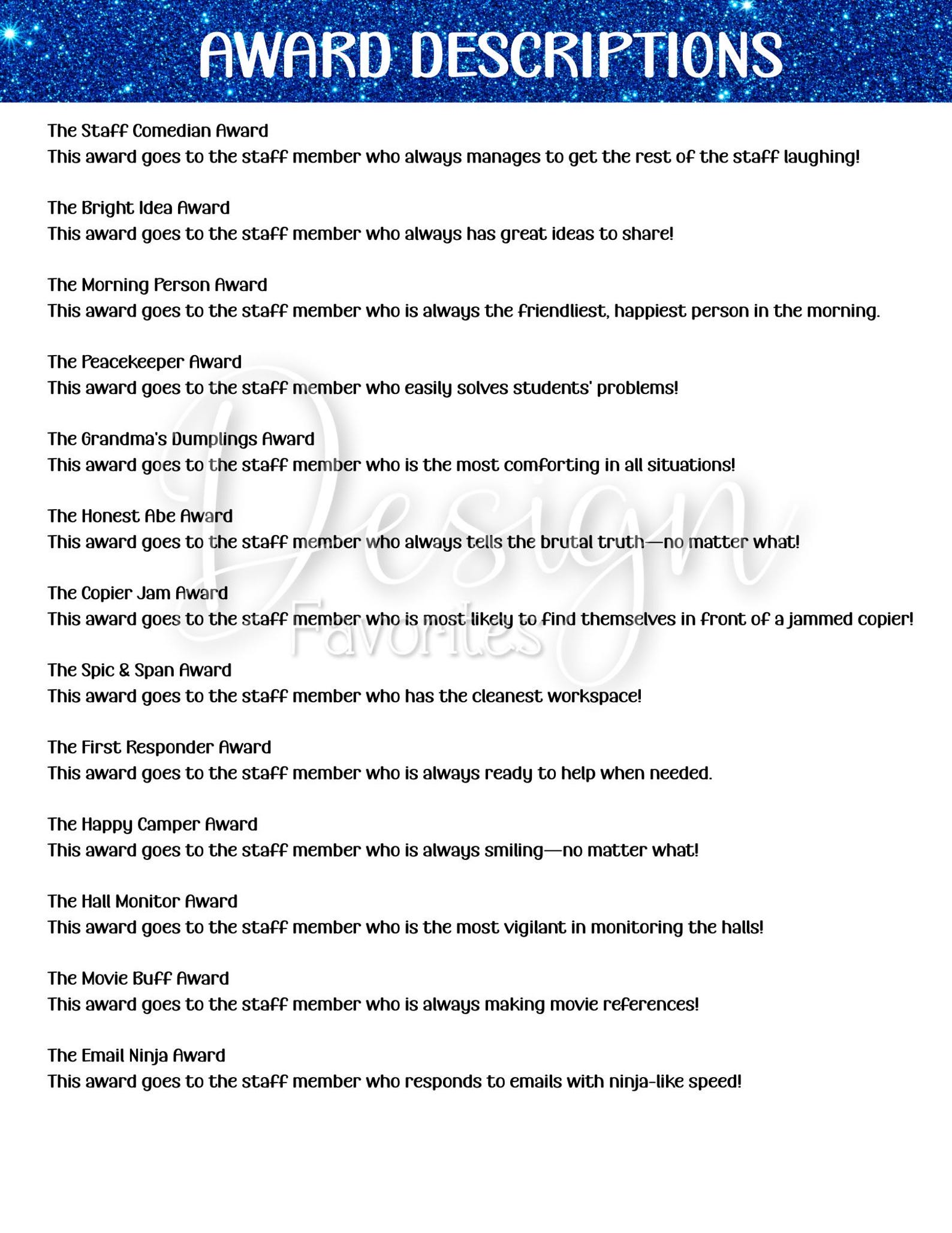 Boost Morale With 140 Employee Awards! Staff Fun Awards / Employee ...