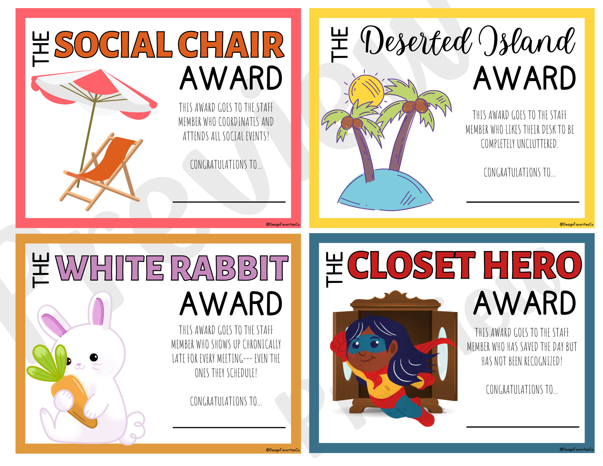Staff Award Certificates! 30 Total (add On) / Staff Superlatives / Fun ...
