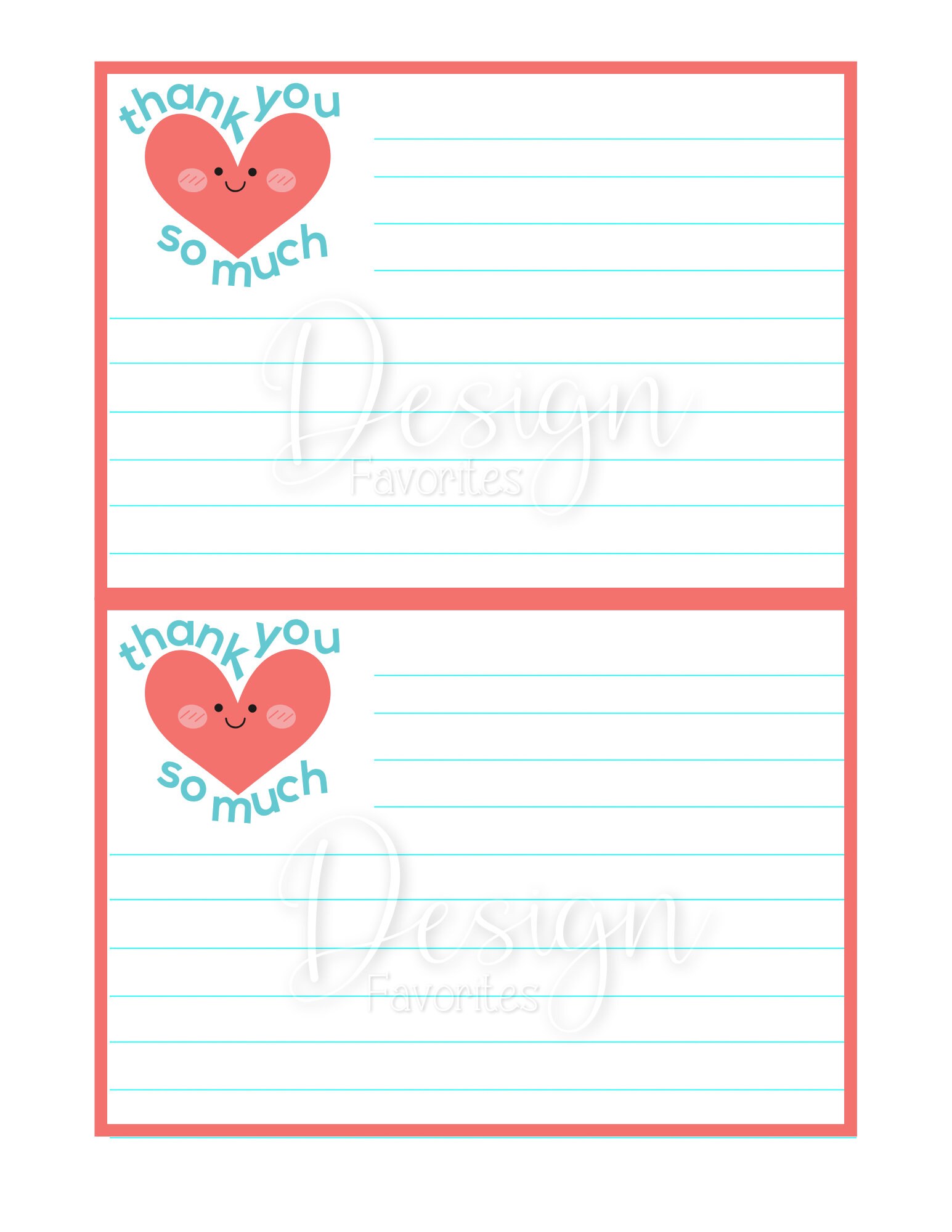 Printable Teacher Appreciation Cards – Student Thank You Notes (digital ...