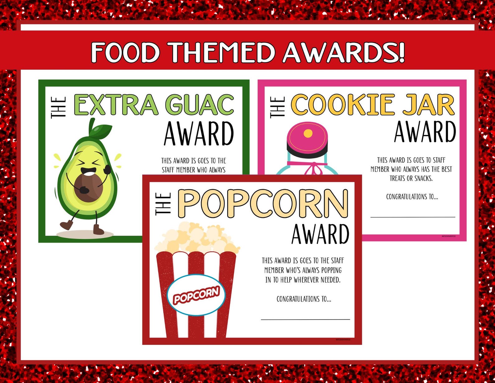 Food Theme Employee Award Certificates – Funny Staff Superlatives ...