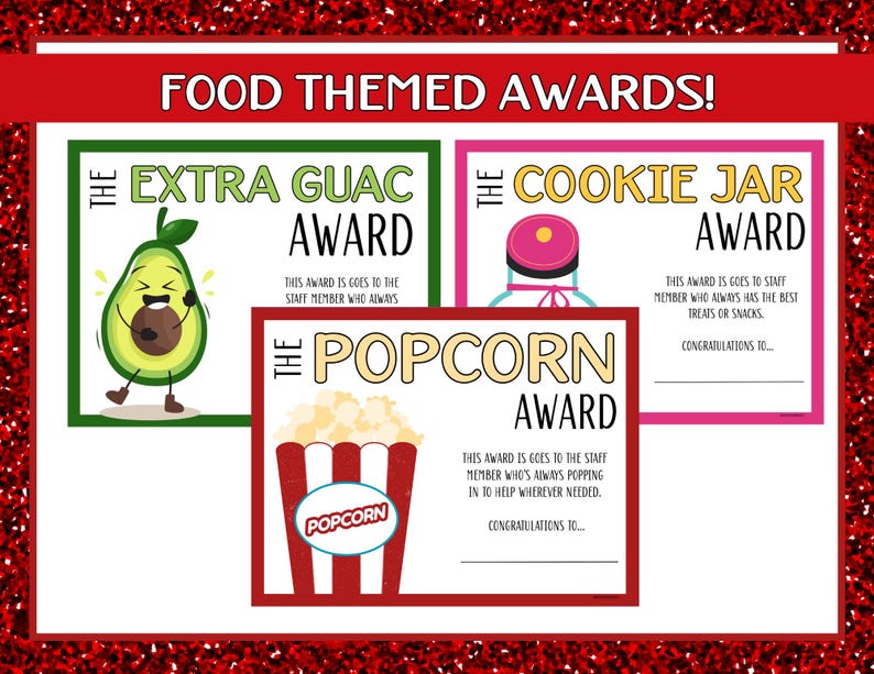 Employee Awards- Food Inspired Award Certificates - Funny Awards ...