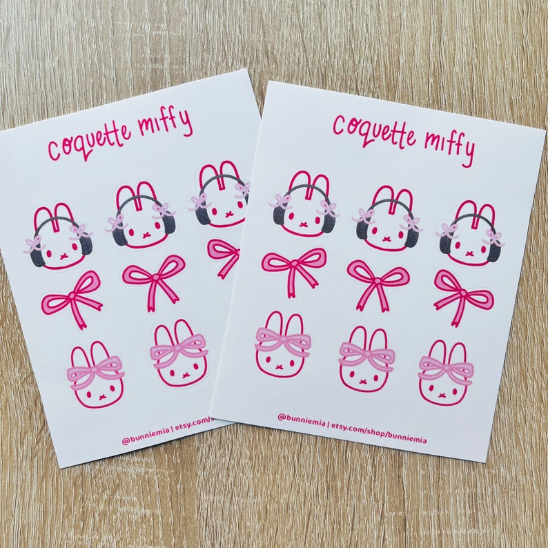 Coquette Miffy Sticker Sheet| Miffy Nijntje Stickers | Cute Deco Bunny ...