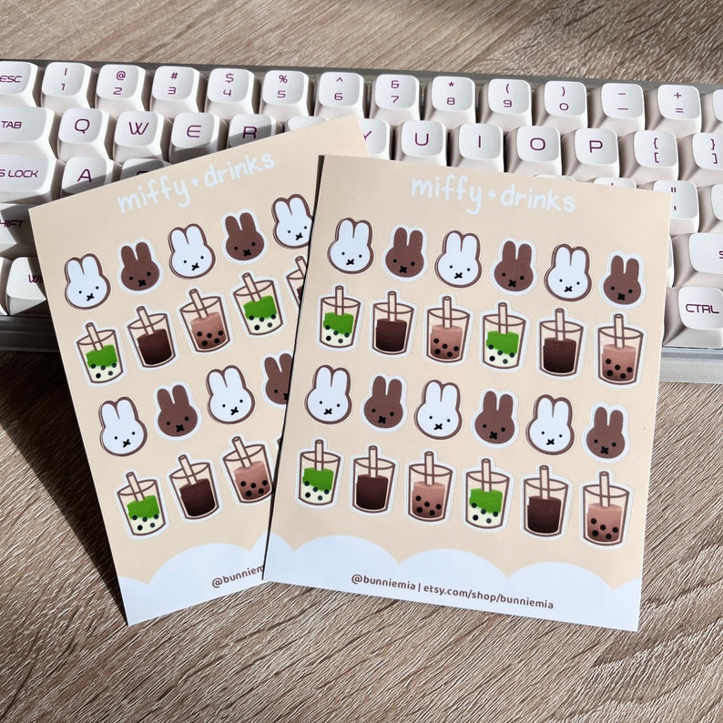 Miffy Nijntje + Drinks Stickers | Cute Deco Bunny Stickers | Matte - Etsy