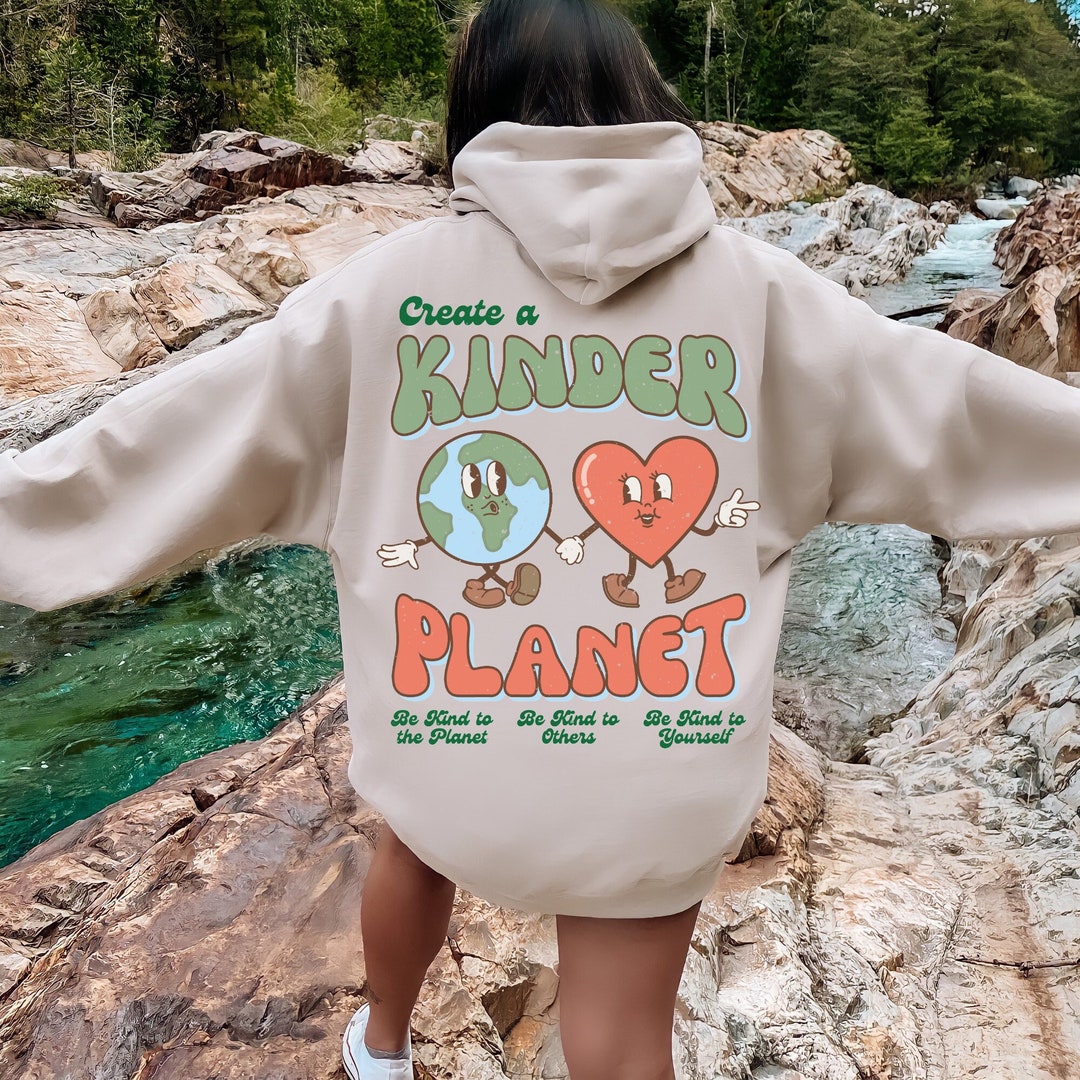 Kinder Planet Hoodie VSCO Girl Oversized Preppy Sweatshirt Tumblr ...