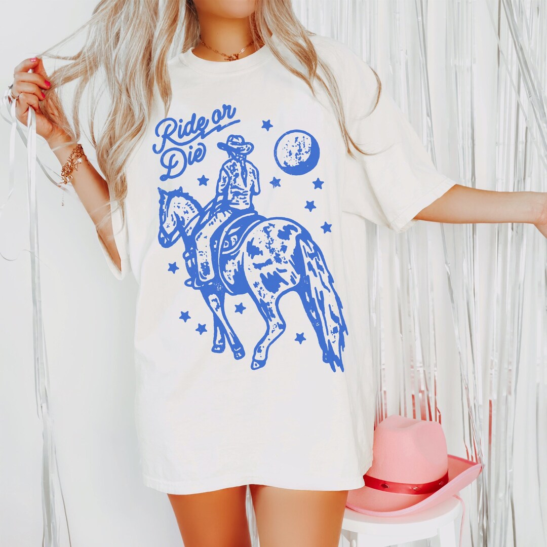 Retro Cowboy Shirt Western Graphic Tee Oversized Western Tshirt Dress ...