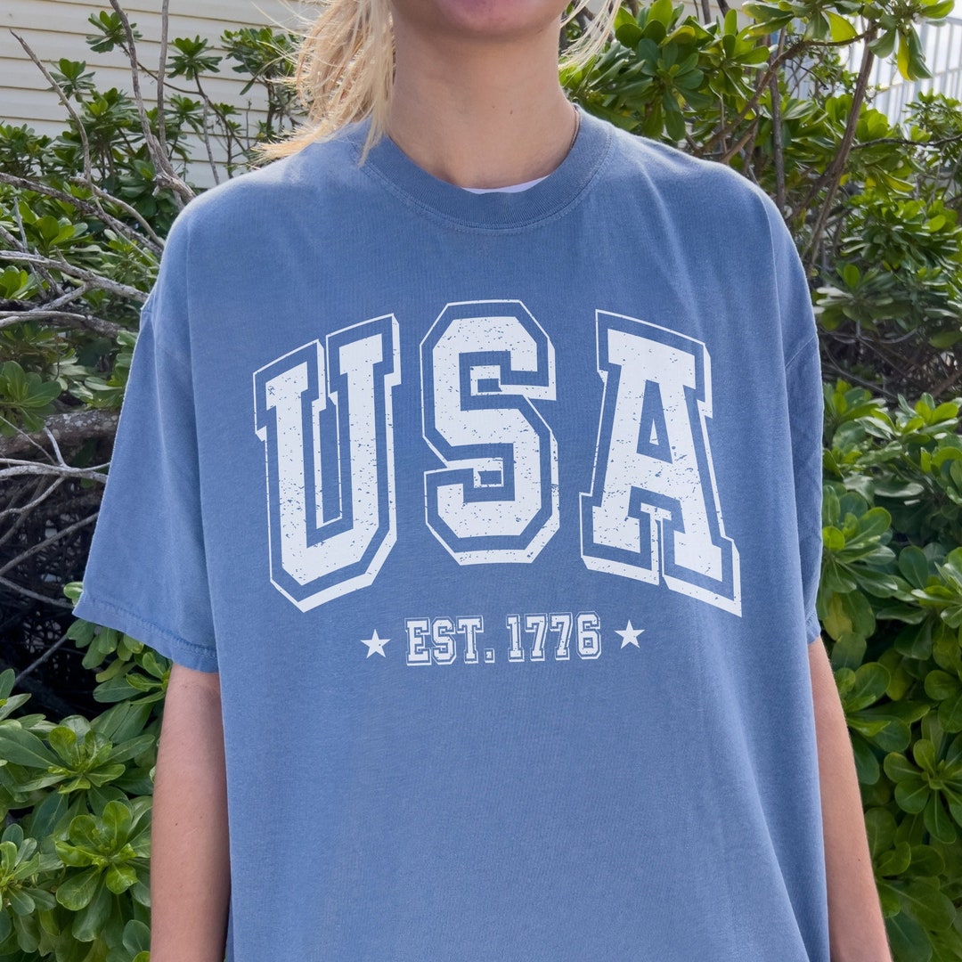 Retro USA Shirt Oversized Preppy 4th of July Tshirt Trendy Fourth of ...