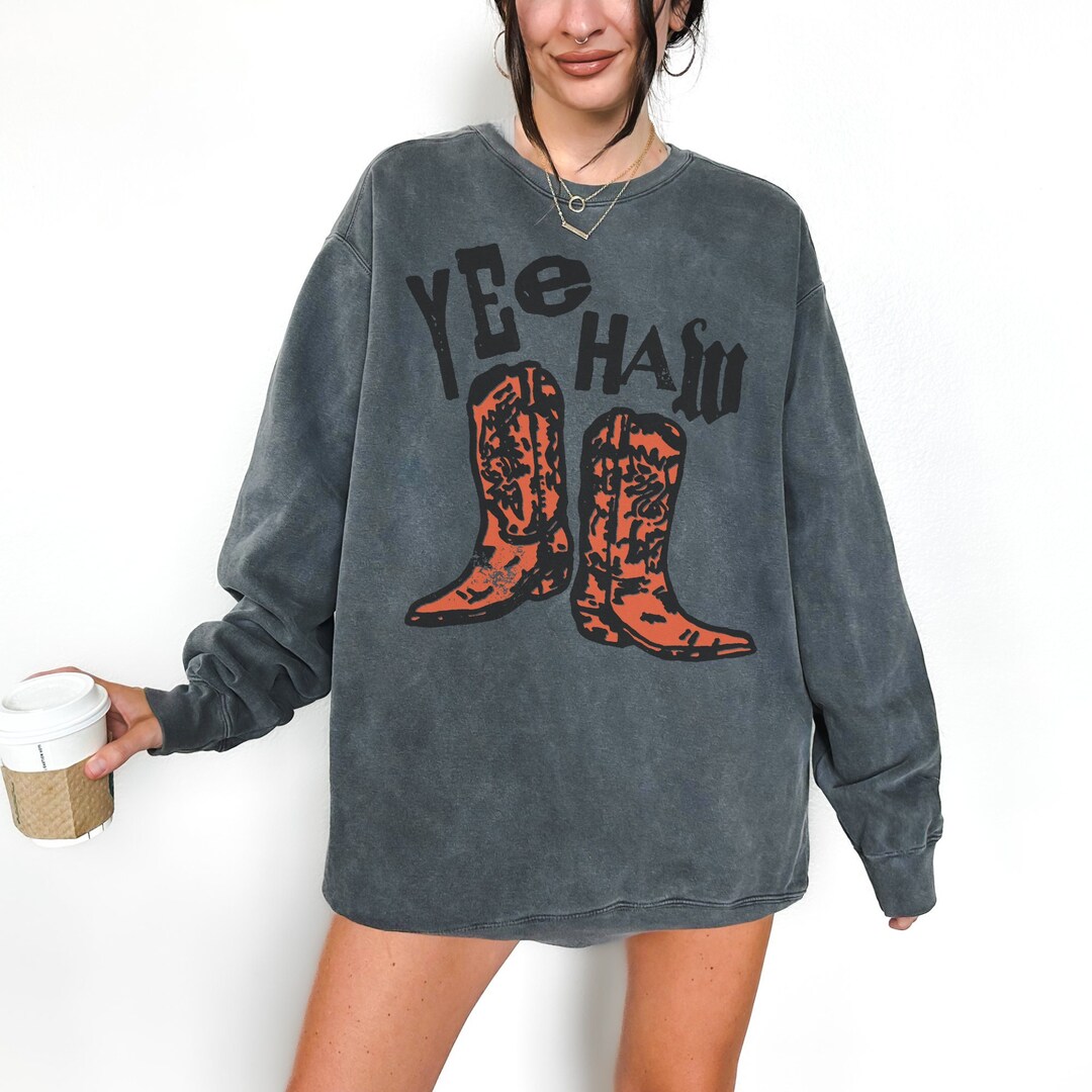 Retro Yeehaw Sweatshirt Western Crewneck Oversized Cowgirl - Etsy