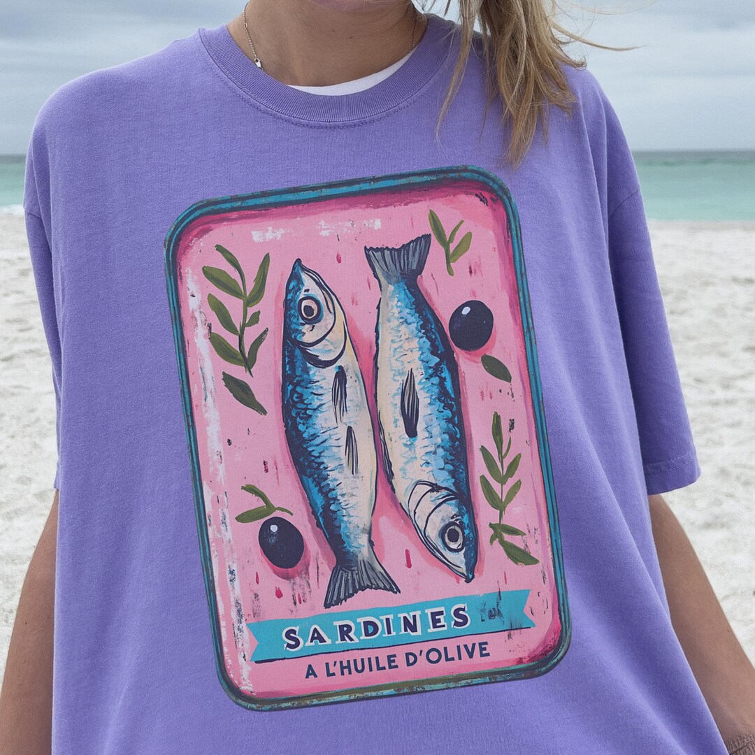 Cute Sardine Shirt Fisherman Aesthetic Tshirt Trendy Oversized Coastal ...
