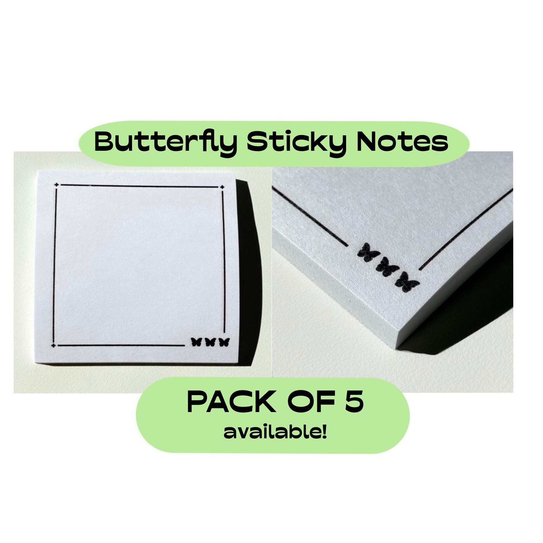 Butterfly Sticky Note Minimalistic Butterfly Notepad Simple - Etsy