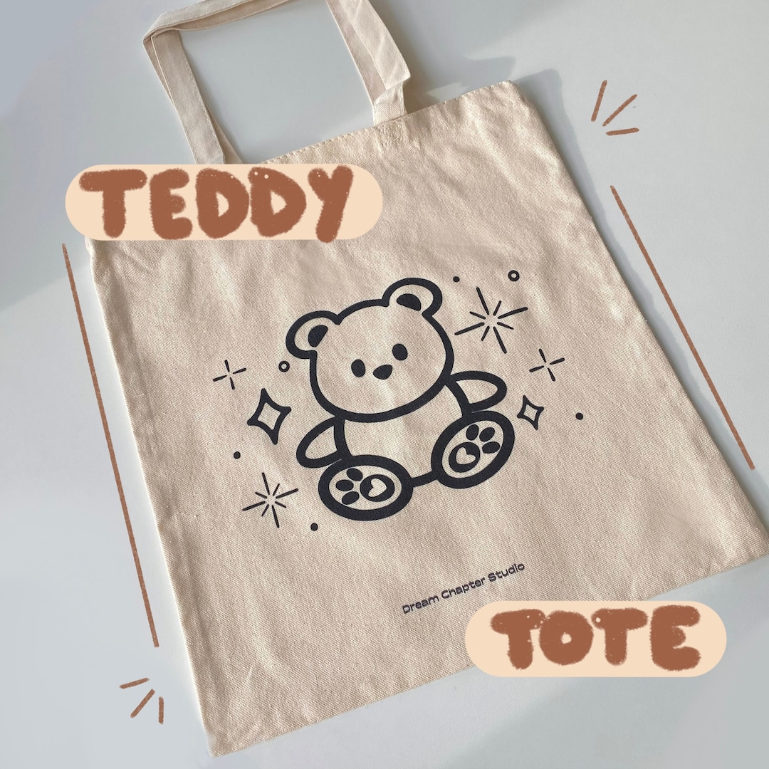 Teddy Tote Bag | Market Tote Bag, Cute Grocery Tote Bag, Teddy Bear Bag ...