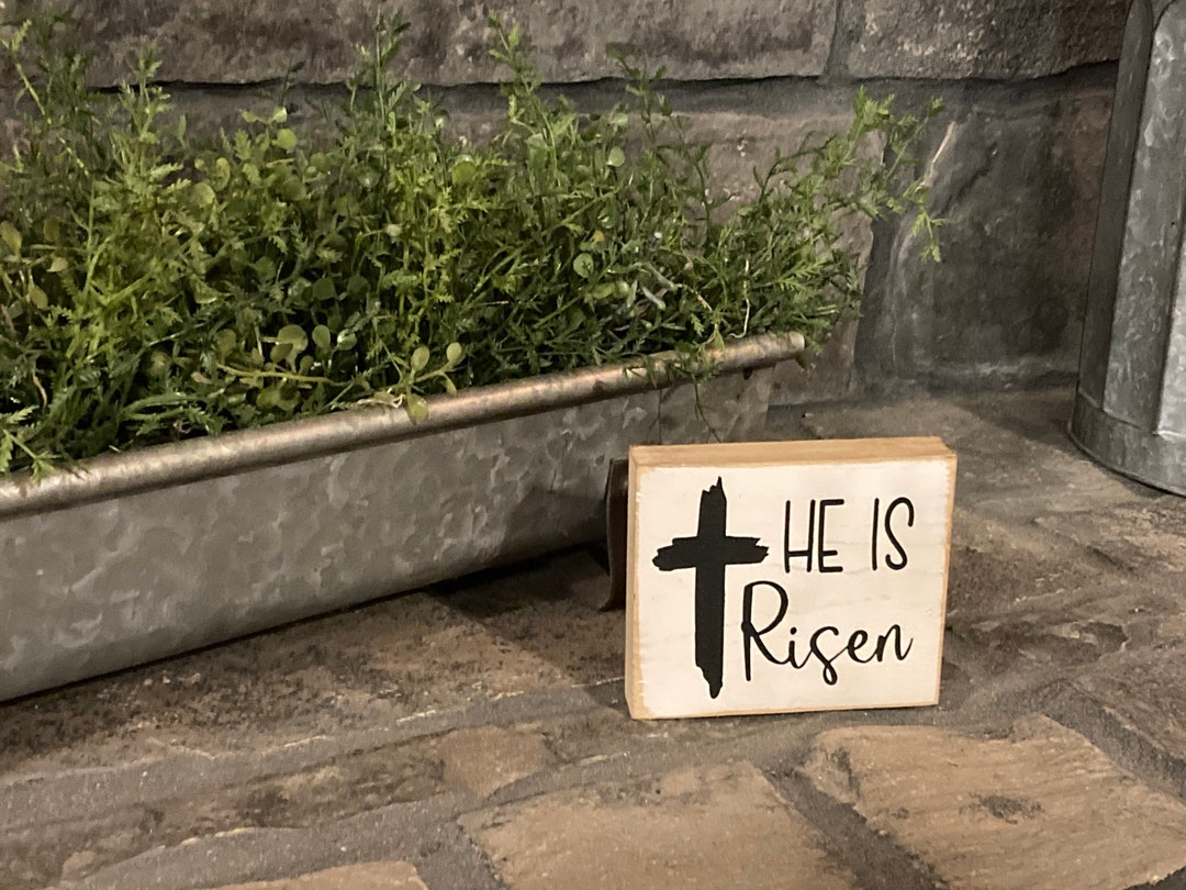 He is Risen-cross-easter Sign-religious- Various Sizes -wooden Sign ...