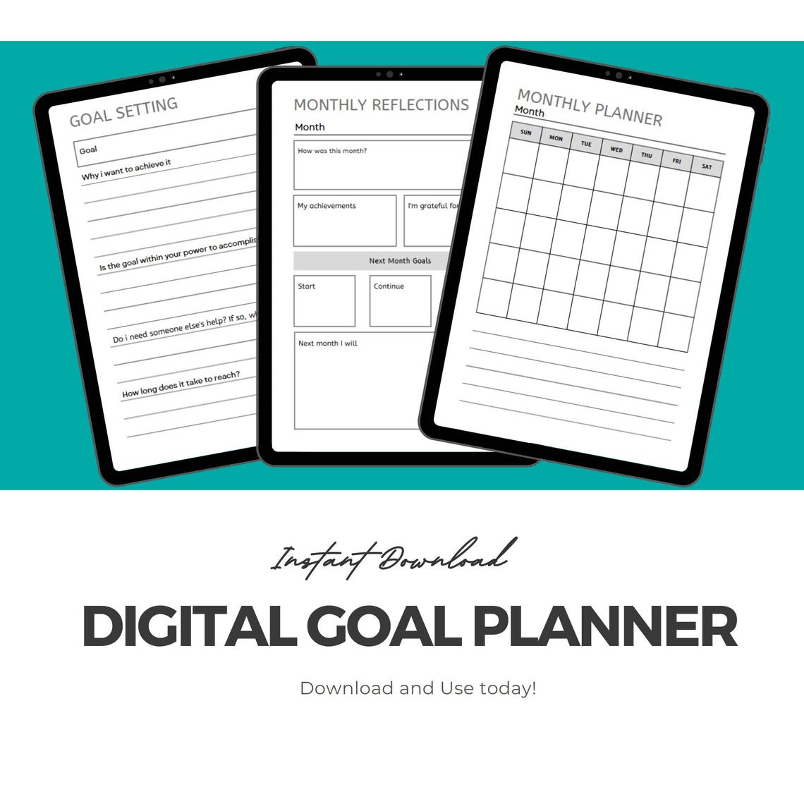 15-page Digital Goal Planner | Printable & Goodnotes Compatible | Goal ...