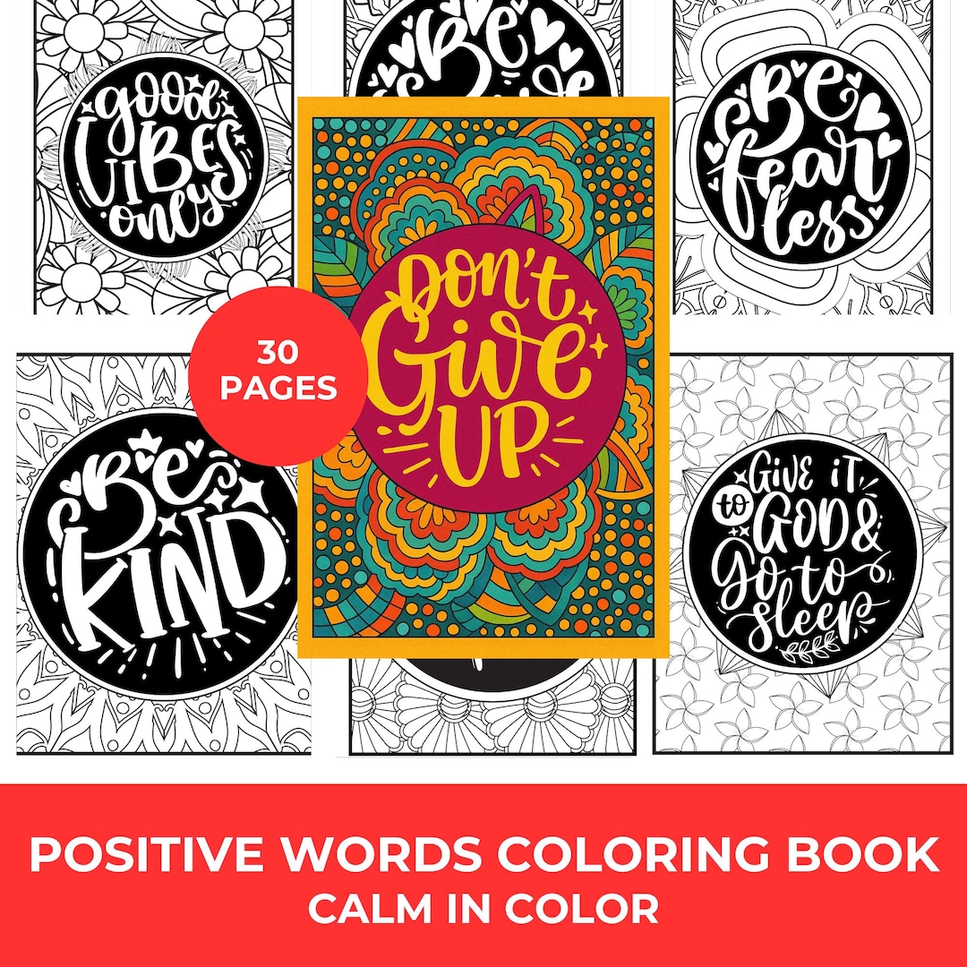 Digital Coloring Book of Positive Sayings | Uplifting Words to Color ...