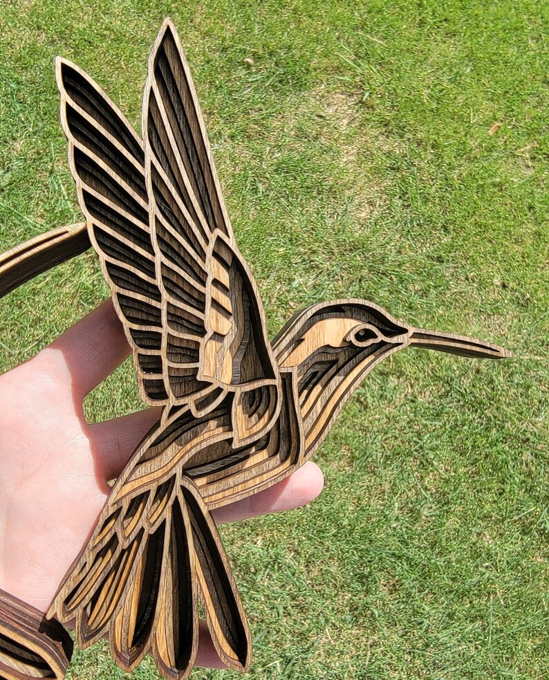 Hummingbird Wooden Layered Wall Hanging, Wood Hummingbird, Wall ...