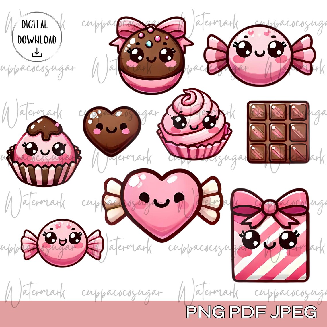 Kawaii Valentine’s Candy Clipart | Cute PNG for Stickers & Crafts ...