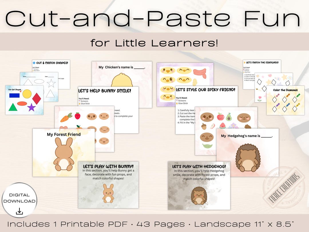 Forest Friends Cut & Paste Book – Preschool Activity (digital Download ...