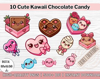 Valentine Candy Clipart Pack | Adorable Kawaii 11 PNG Images | High ...