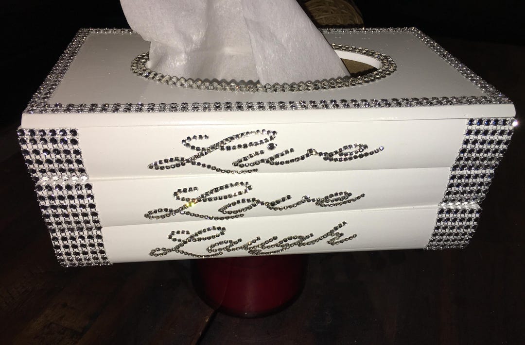 Bedazzled Book Stack- Tissue Holder-wooden Box-bling Bathroom Decor ...