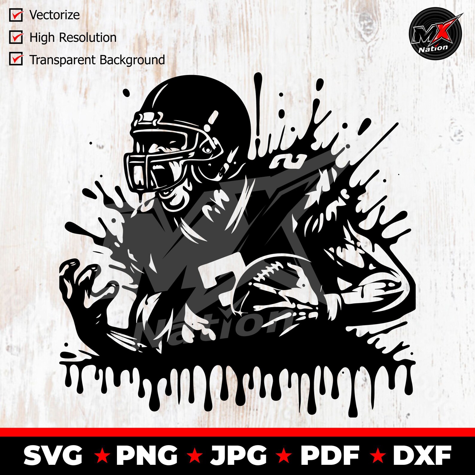 Football Player Splat Dripping Scalable Graphics Vector Silhouette ...
