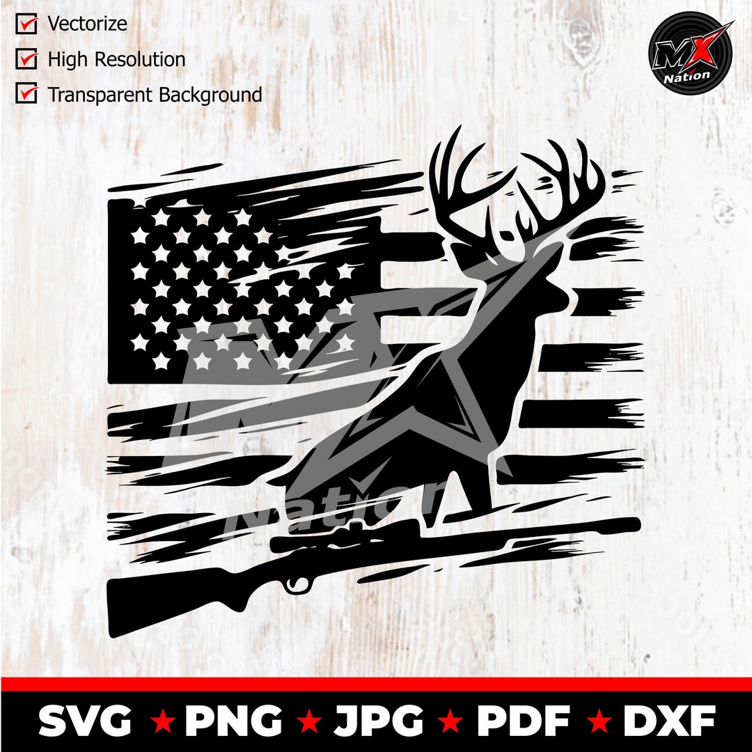 Patriotic Deer Hunting With US Flag Digital Download - Etsy