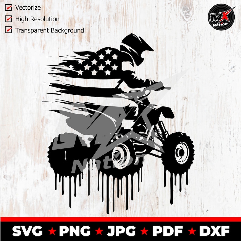 ATV Dripping With Patriotic US Flag Svg, Png, Pdf, Dxf, Jpg Digital ...