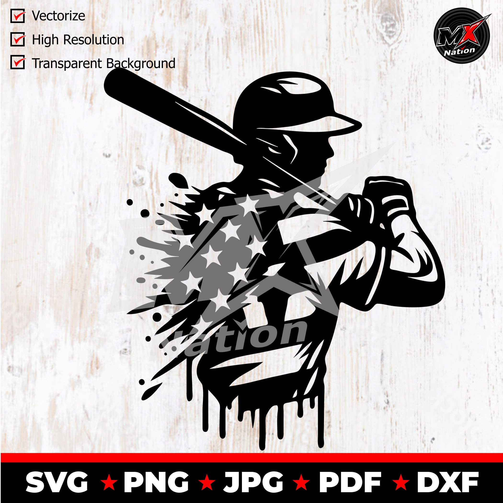 Ripping US Flag Baseball Player Svg, Png, Pdf, Dxf, Jpg for Laser ...