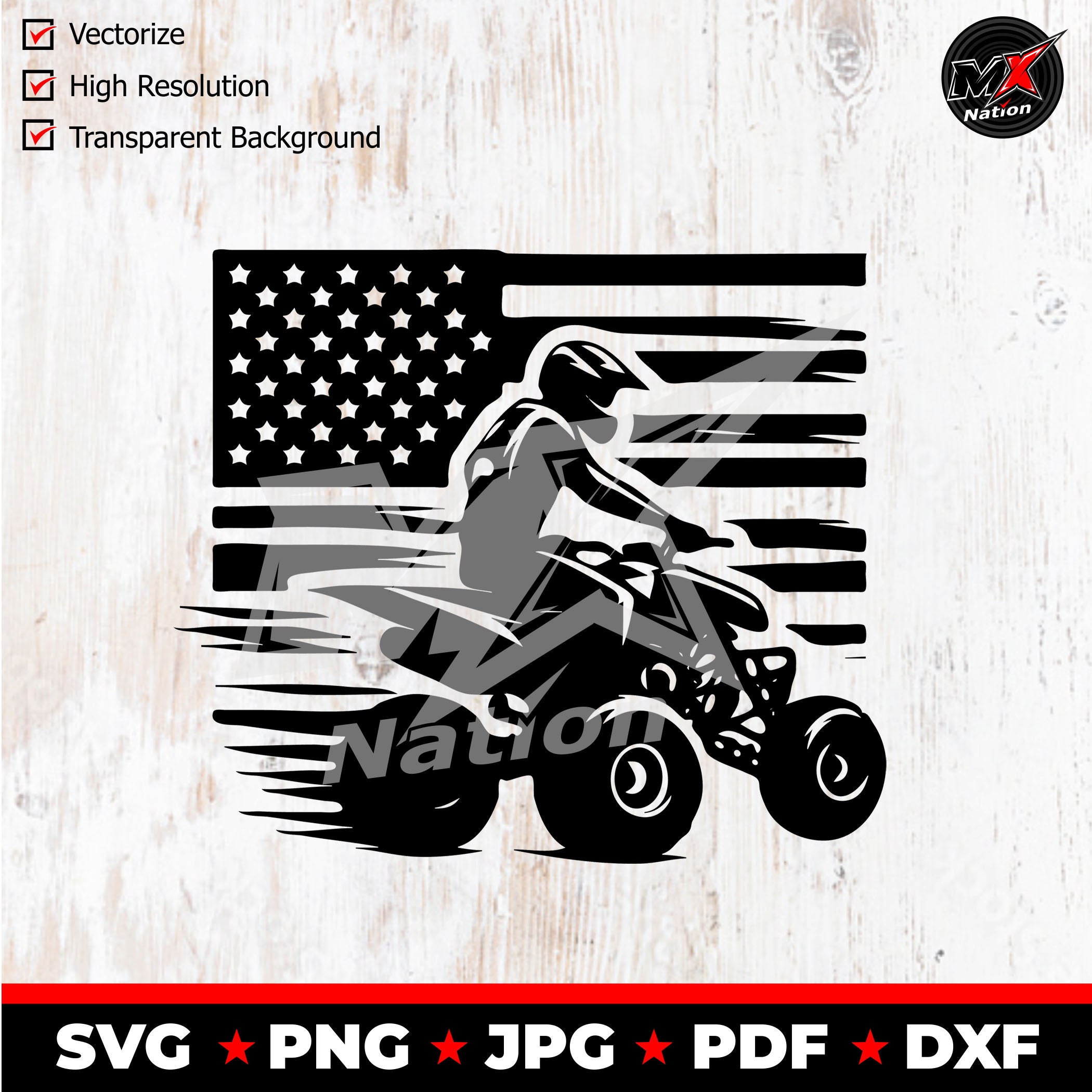 ATV Rider With US Flag Svg, Png, Pdf, Dxf, Jpg for Cutting Machines - Etsy