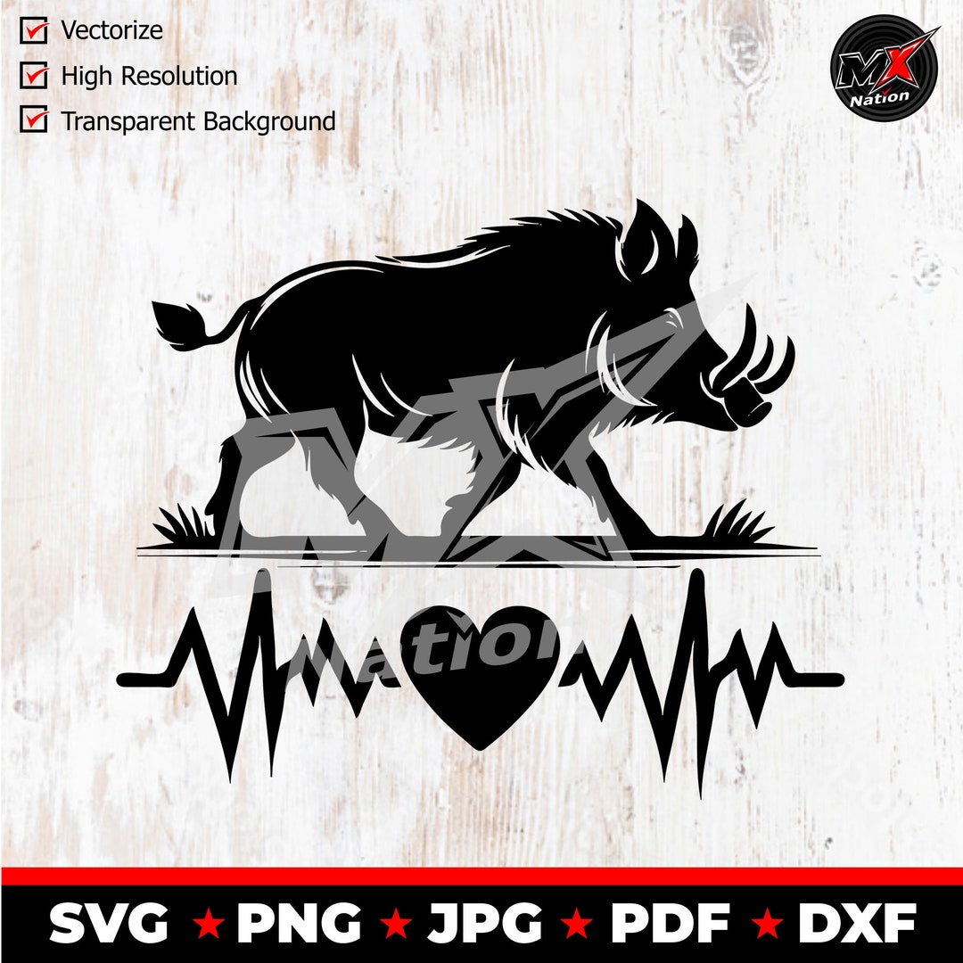 Heartbeat of a Hunter: Boar Hunting Svg, Png, Pdf, Dxf, Jpg Digital ...