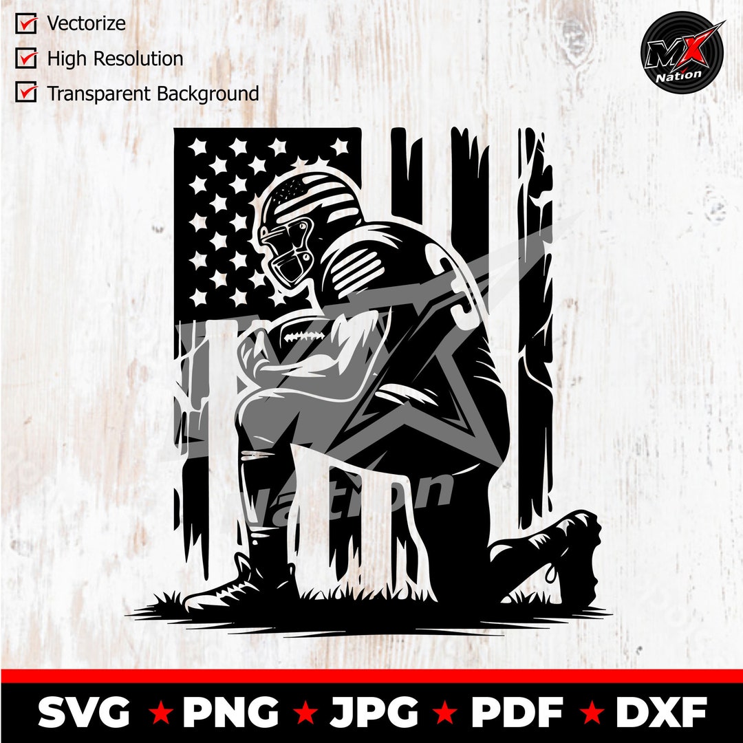 Patriotic Football Player SVG US Flag Design - Etsy