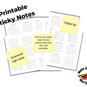 Printable Sticky Notes - Etsy