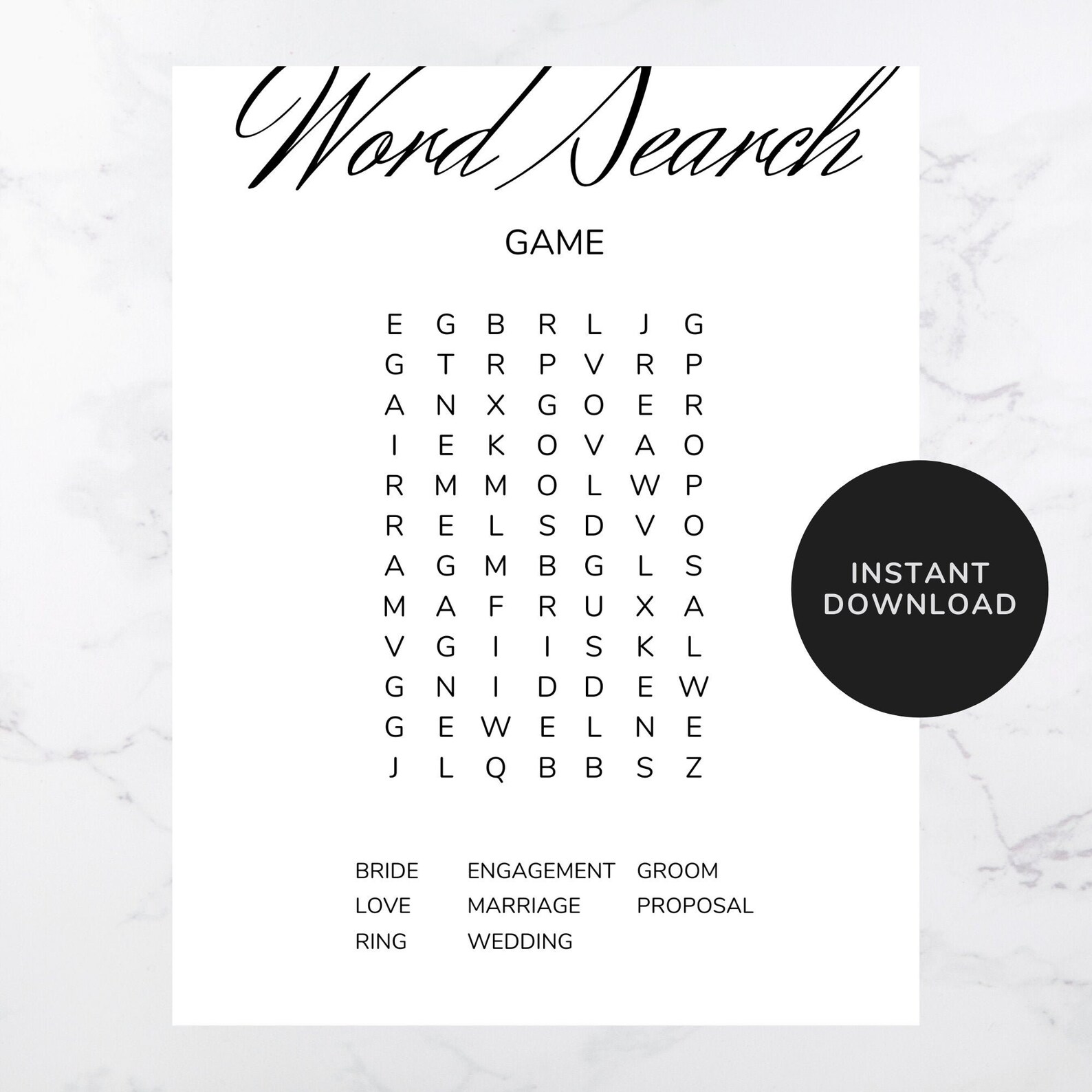 Word Search Bridal Shower Party Game, Bridal Shower Activities, Bridal ...