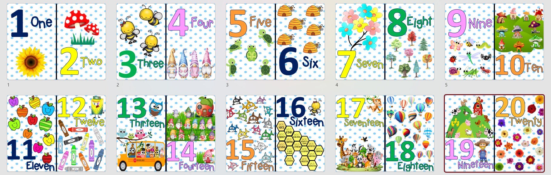 Number Posters 1-20 - Etsy