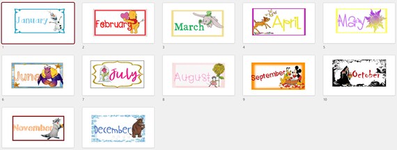 Book Character Months of the Year - Etsy