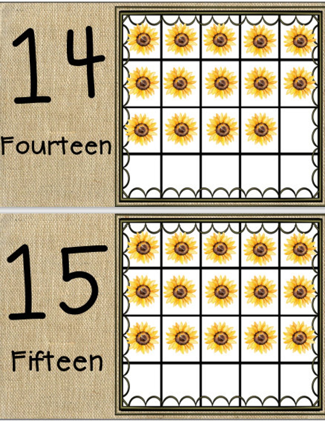 Sunflower Quantity Counting Posters 1-20 - Etsy