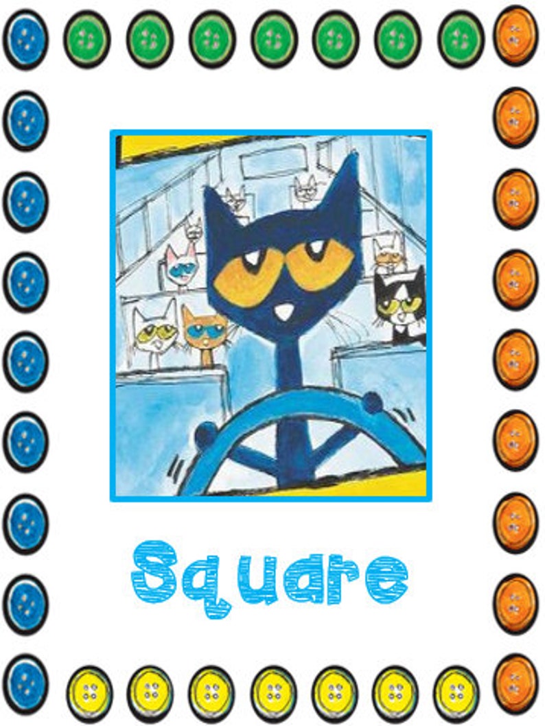 Pete the Cat Shape Posters - Etsy