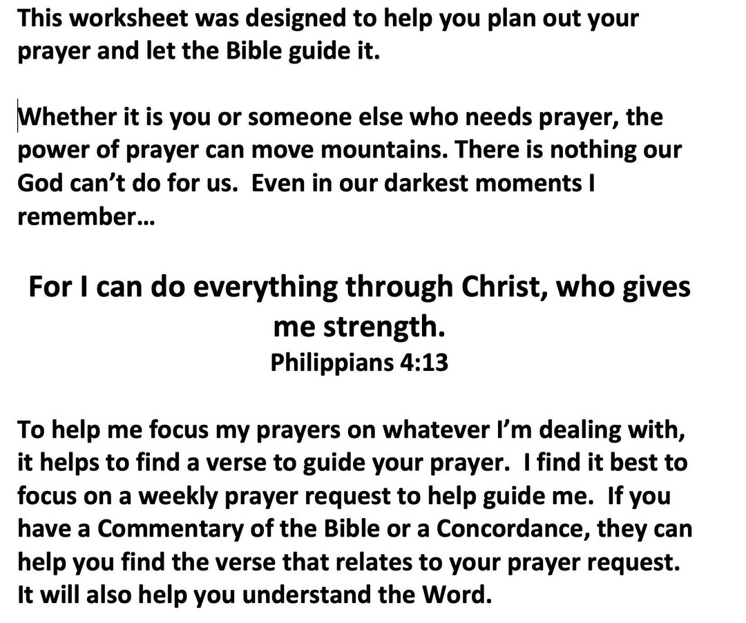Digital Download: Bible Prayer Request and Verse Reflection Worksheet ...
