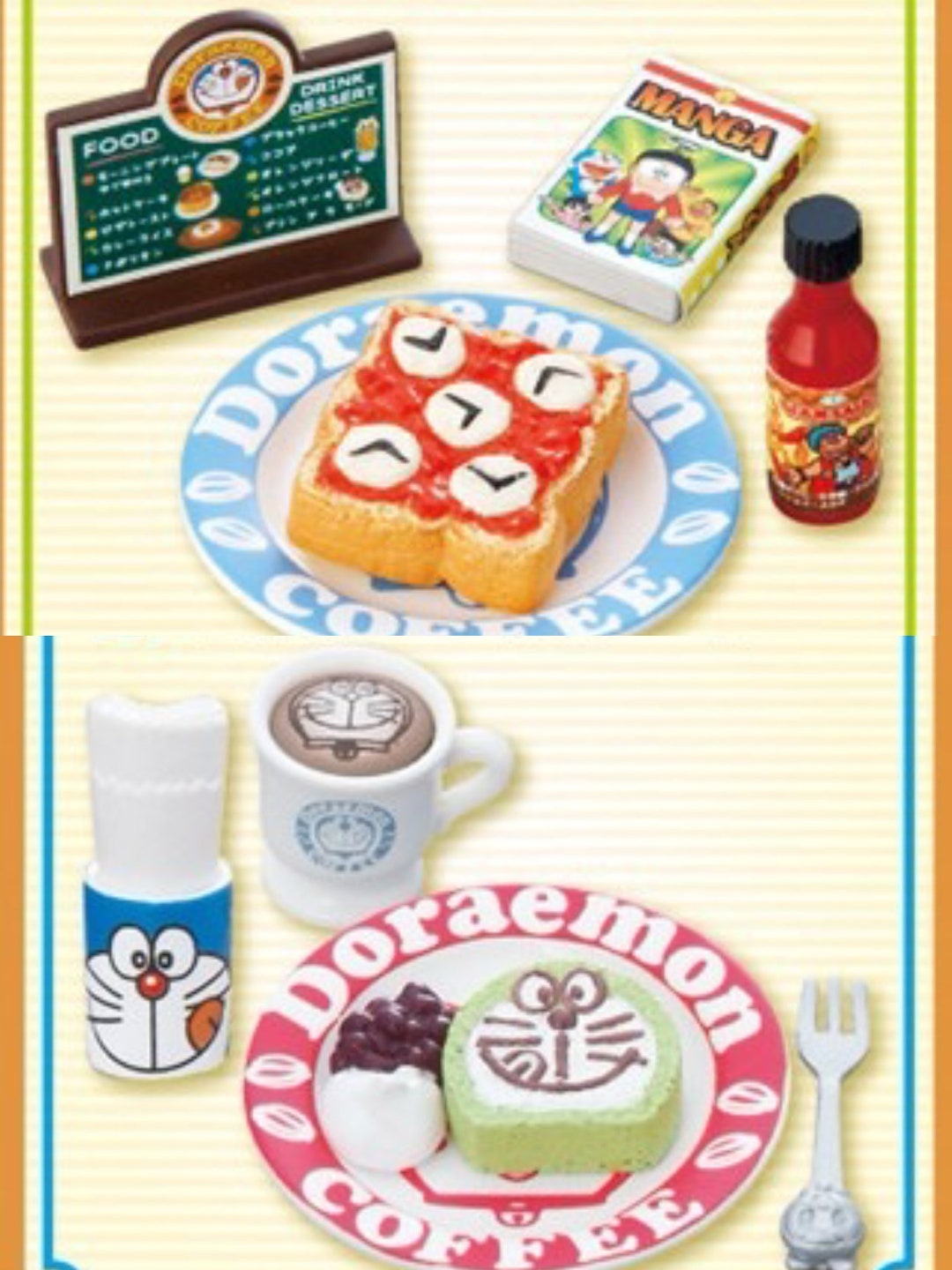 Miniature Re-ment Doraemon Coffee Shop Cafe Toast / Swiss Roll / Cake ...
