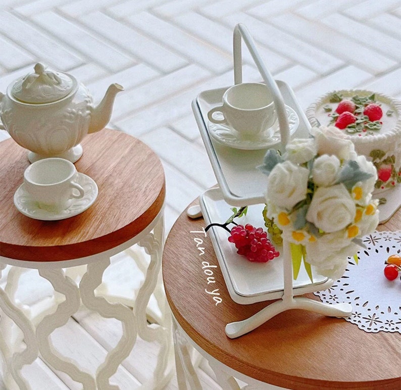 1/6 Scale Miniature Afternoon Tea Set Incl. Tea Cup Tea Pot Dessert ...