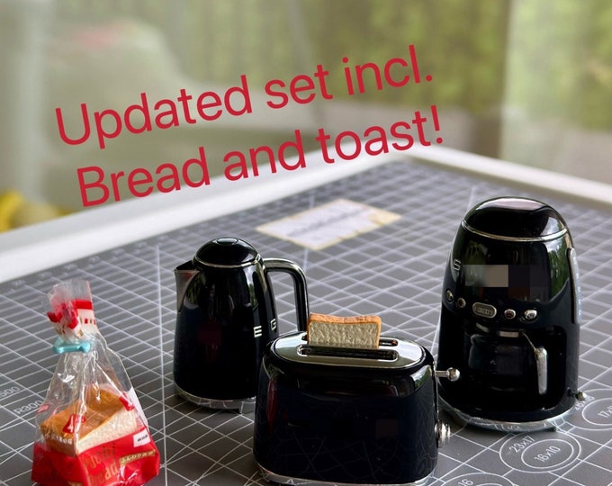 Updated 1/6 Scale Miniature Breakfast Set: Toaster, Filter Coffee ...