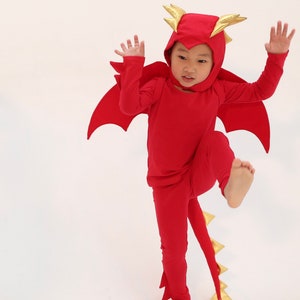 Red Dragon Costume With Gold Spikes, Toddler Dinosaur Costume - Etsy