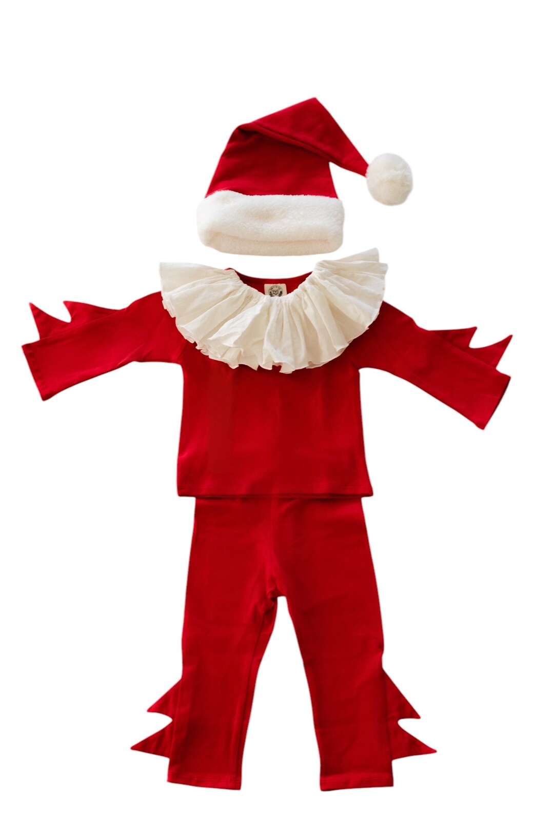 Baby Elf Costume: Ruffle Collar, Santa Hat, Christmas Outfit - Etsy