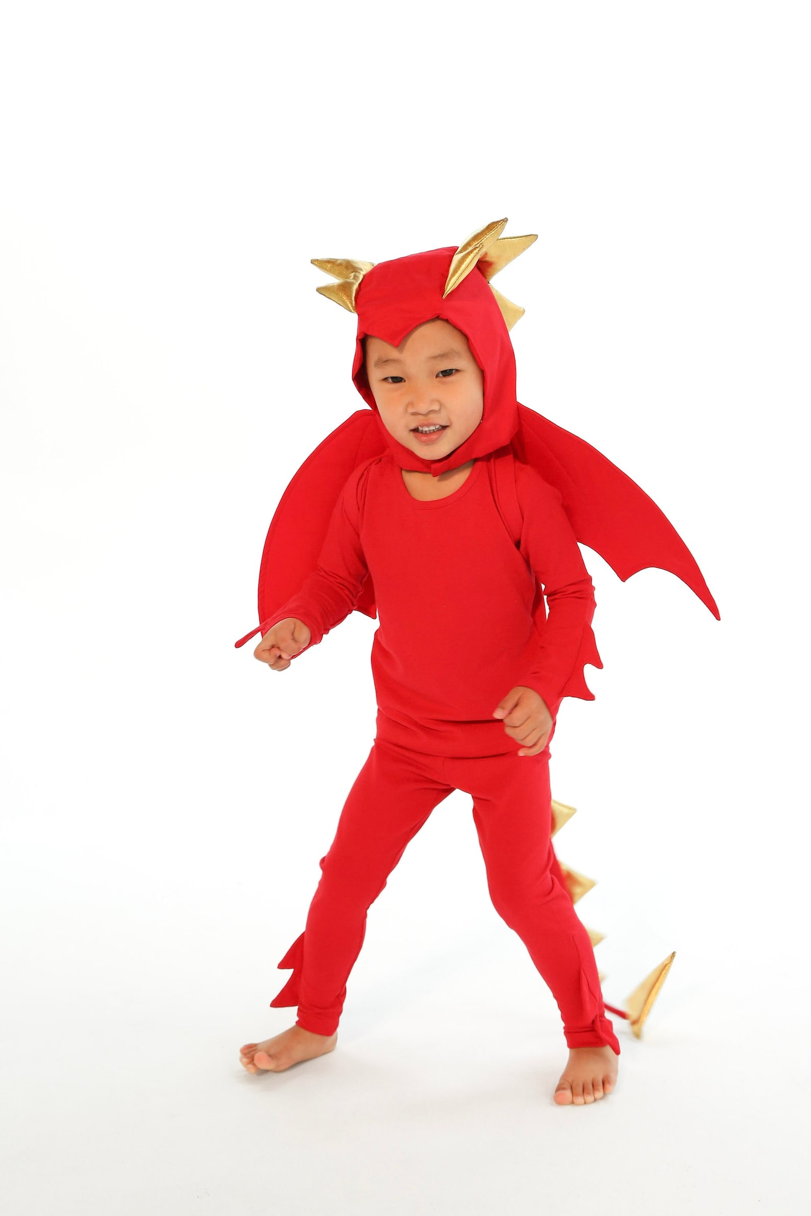 Red Dragon Costume With Gold Spikes, Toddler Dinosaur Costume - Etsy