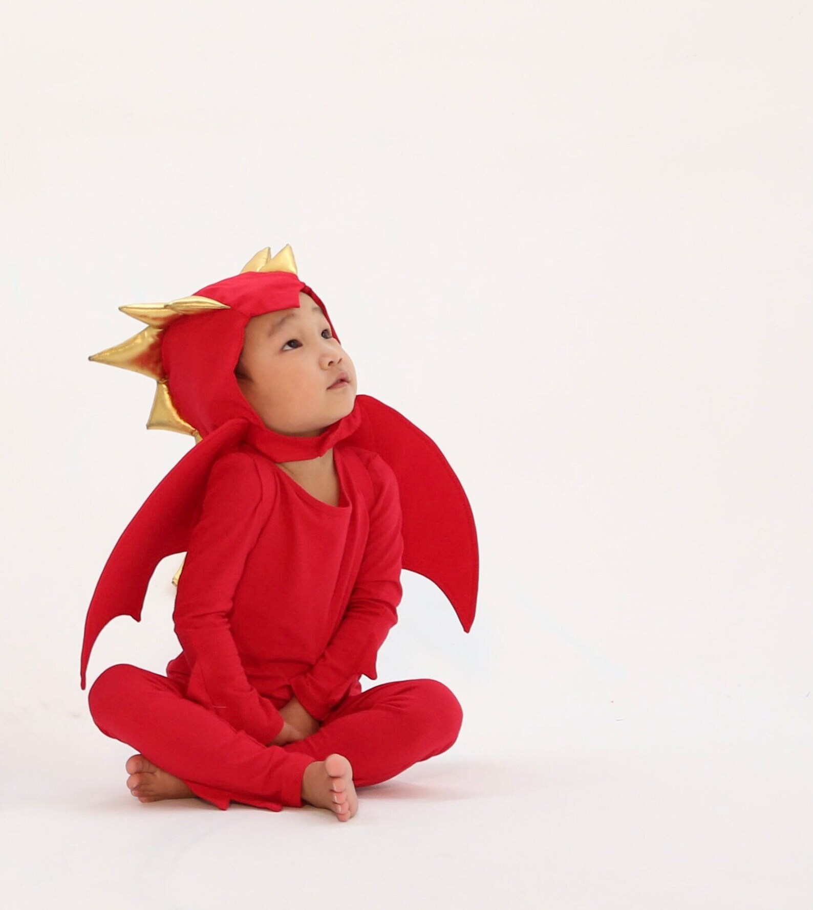 Red Dragon Costume With Gold Spikes, Toddler Dinosaur Costume - Etsy