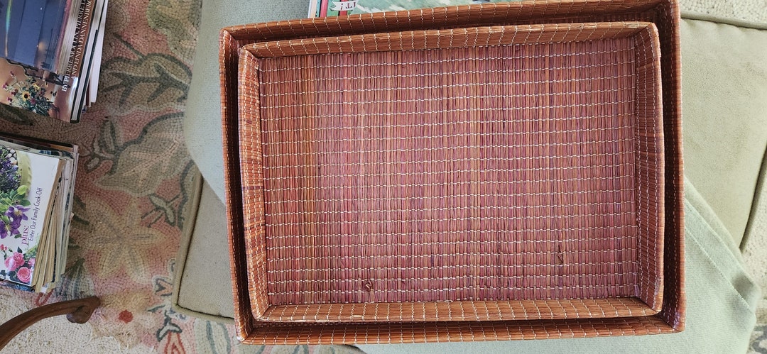 Pair - Vintage Bamboo/wicker Trays - Etsy