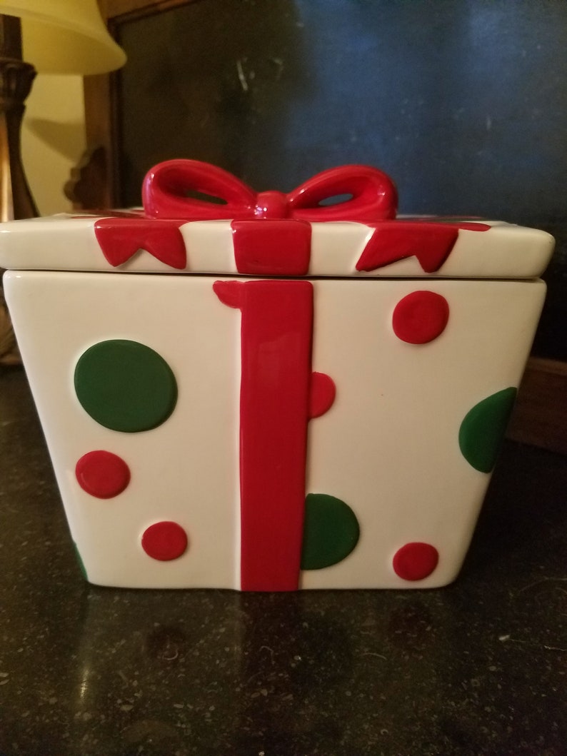 Christmas Present Cookie Jar - Polka Dots - Etsy