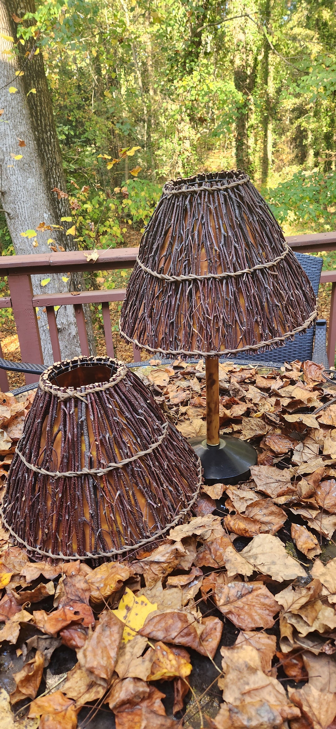 Awaiting a Cabin! Pair of Woven Twigs Lampshades (2) - Etsy