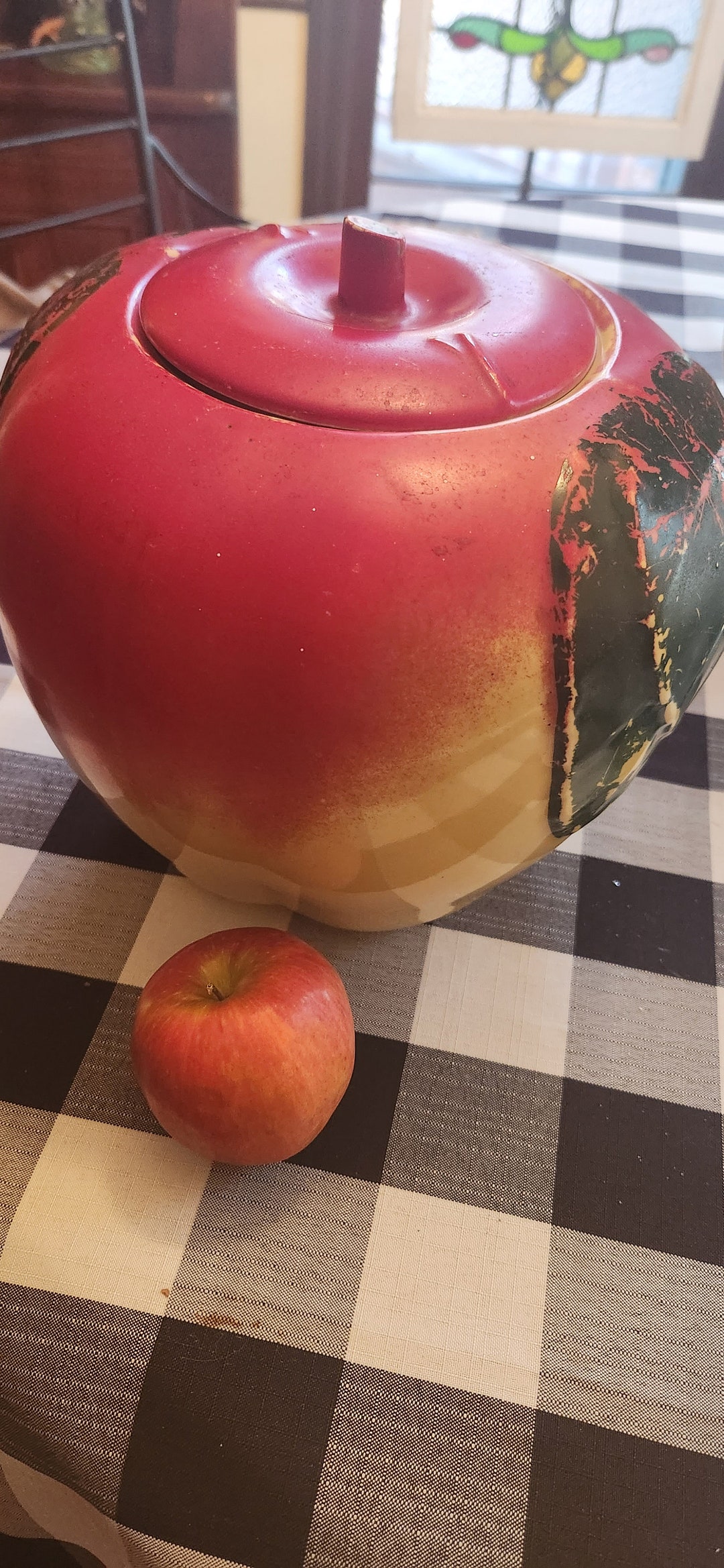 Vintage 1940s Ceramic Apple Shaped Cookie Jar - Unmarked - Etsy