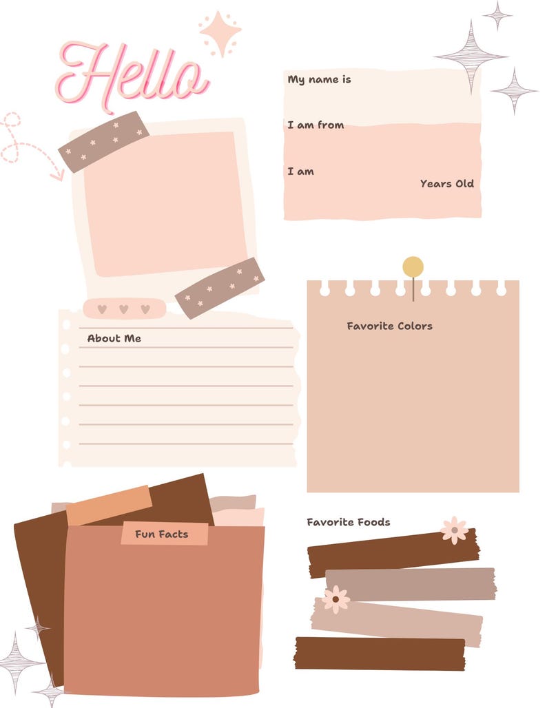 Get to Know Me Template for Many Uses. Scrapbooking, Party Game, Craft ...